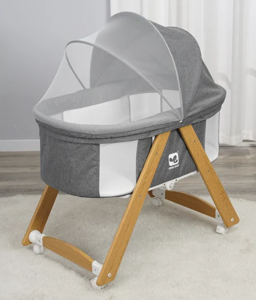 Manual Baby Rocking Bed with Adjustable Canopy, Mosquito Net, Wholesale ...