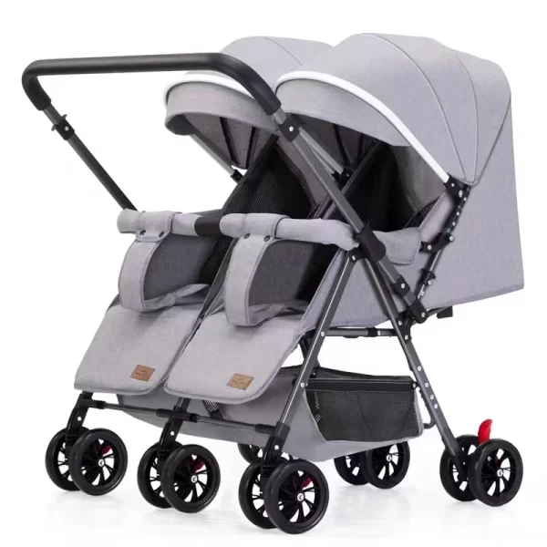 Double Stroller for Twins Side-by-Side Foldable with Reversible Seats ...