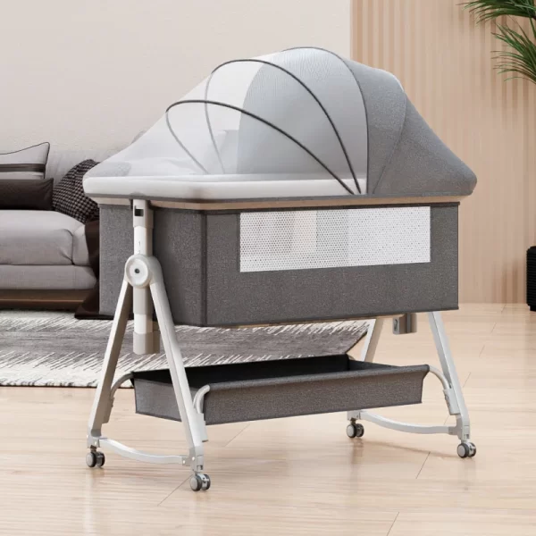 Convertible Baby Crib Baby Bed with Rocking Function 6-Level Adjustable ...